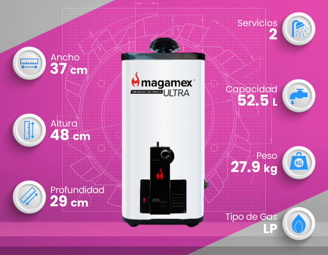 CALENTADOR BOILER ELECTRONICO MAGAMEX ULTRA 55 GAS LP de MAGAMEX. Pisos ...