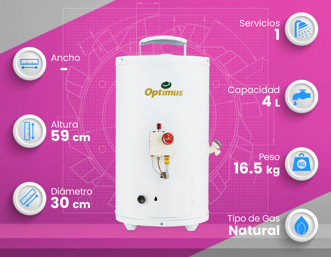 CALENTADOR BOILER DE PASO OPTIMUS ODP-05 GAS NATURAL de OPTIMUS. Pisos ...