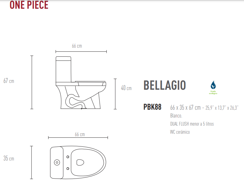 WC ONE PIECE (PBK88) BELLAGIO BLANCO ECOLOGICO de TENDENZZA. Pisos, Azulejos, Losetas y más ...